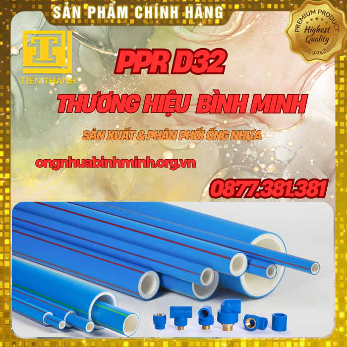 ỐNG NHƯA PPR D32 BÌNH MINH - ỐNG CHỊU NHIỆT - GIÁ RẺ NHẤT